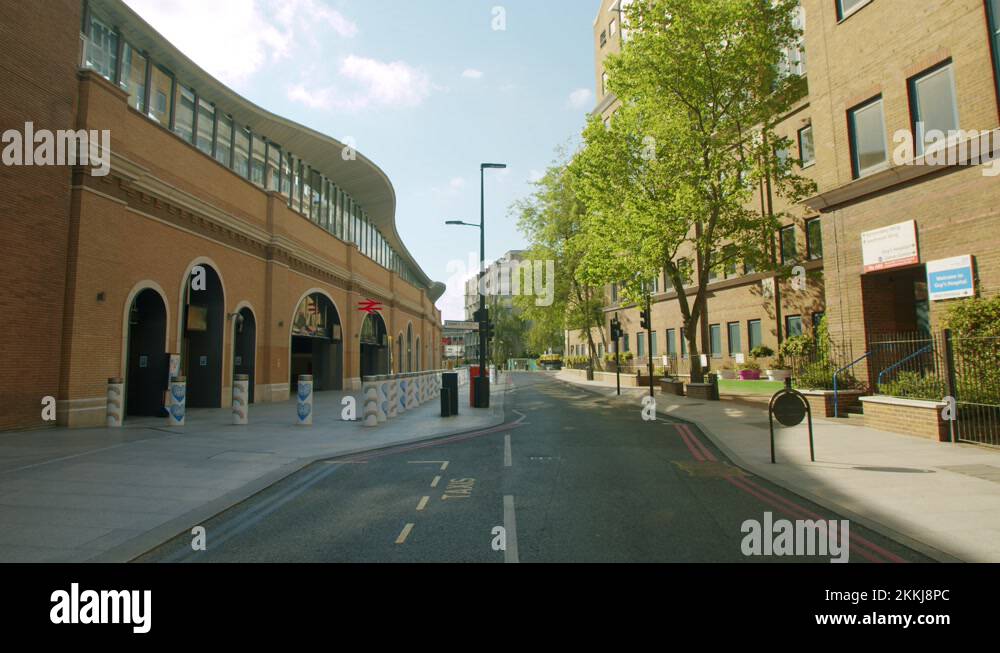 Lockdown in London, empty streets in front of London Bridge Train ...