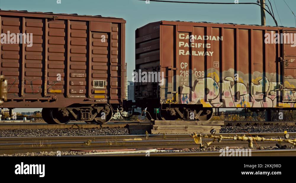 Canadian Pacific Railway Freight Train Tanker Cargo Cars Coming to a ...