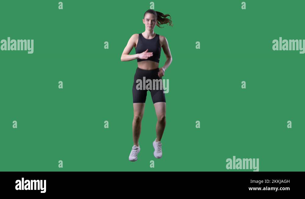 Aerobic woman doing cardio lateral shuffle exercises. Full body on ...