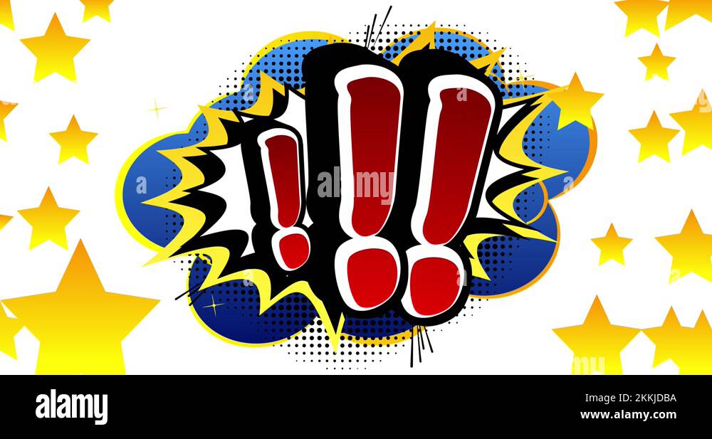 Comic book style animated attention sign with exclamation mark Stock ...