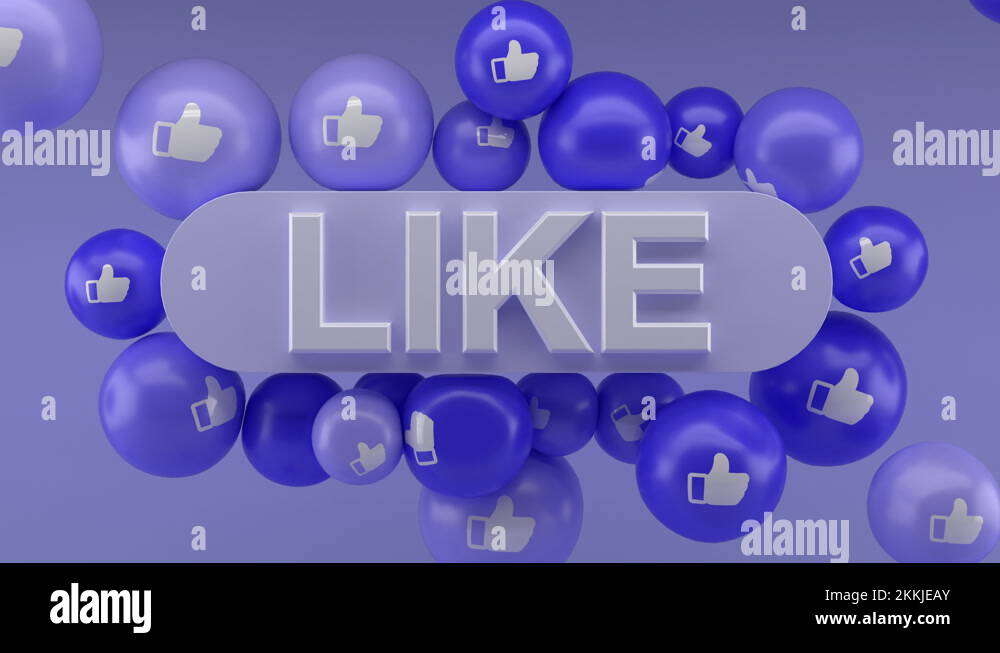 Inscription like and blue bubbles with a like sticking to the text ...