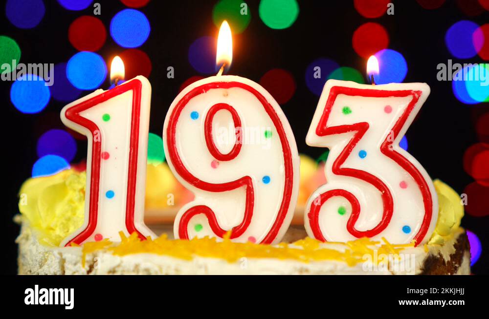 Number 193 Happy Birthday Cake With Burning Candles Topper Stock Video ...
