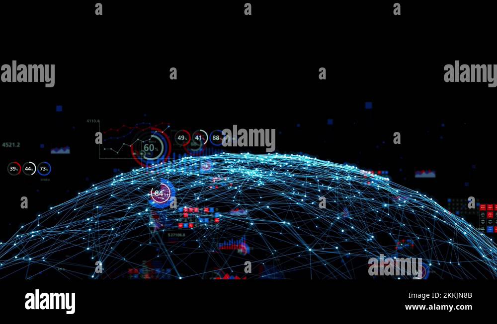 Network concept and various charts. Science technology. Financial ...