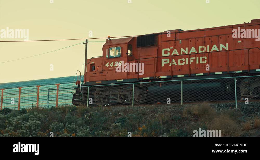 Canadian Pacific Railway Diesel Engine Locomotive Freight Train Idling ...
