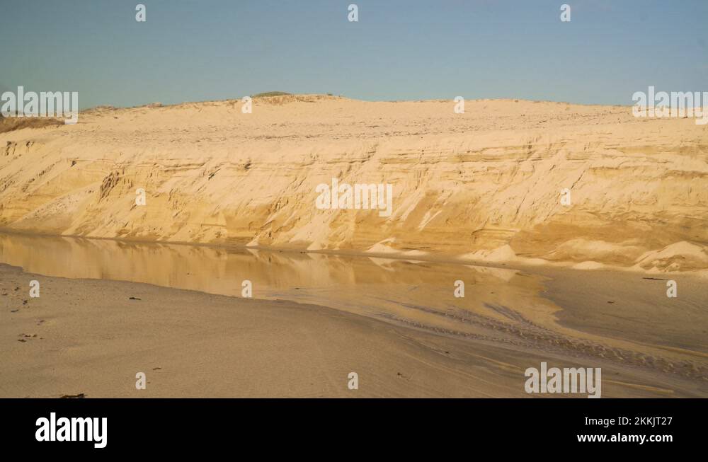 4K coastal sand erosion on beach after heavy rain as water carved her ...