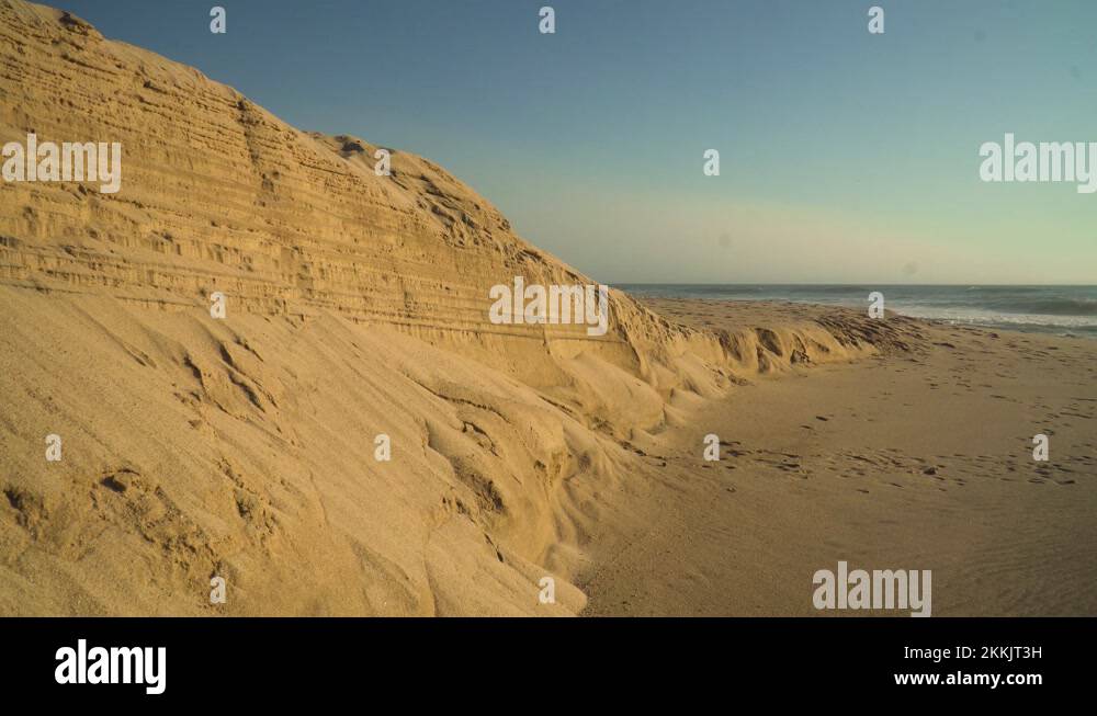 4K coastal sand erosion on beach. Sand dunes loss, climate and ...