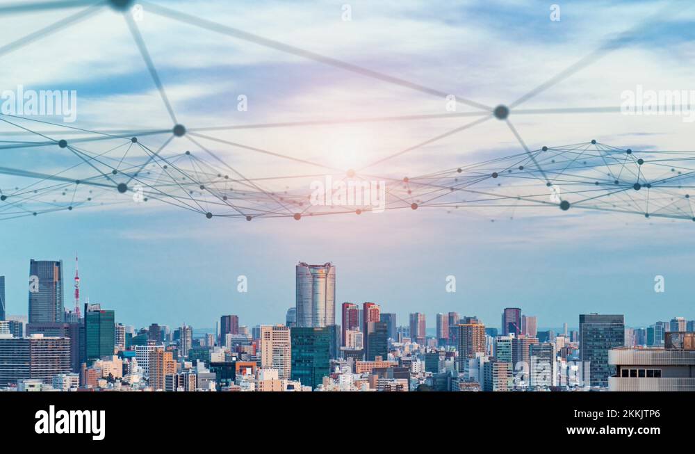 Smart city and communication network concept. 5G. IoT (Internet of ...