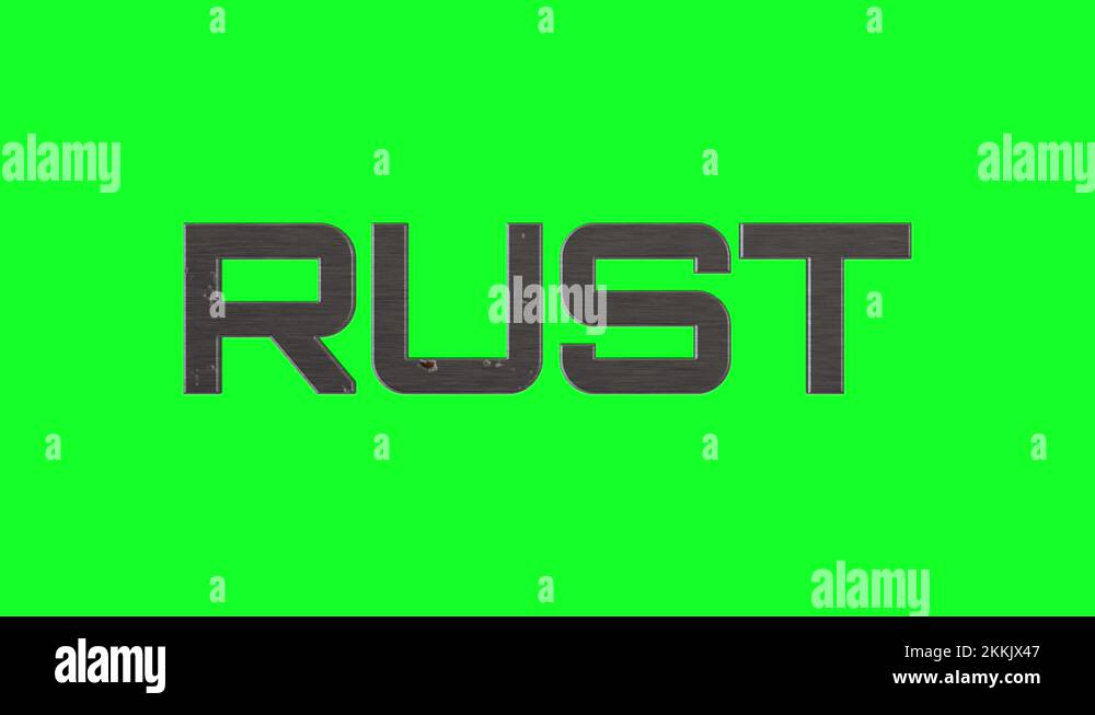“RUST” text animation of 3D embossed text, with no background for easy ...