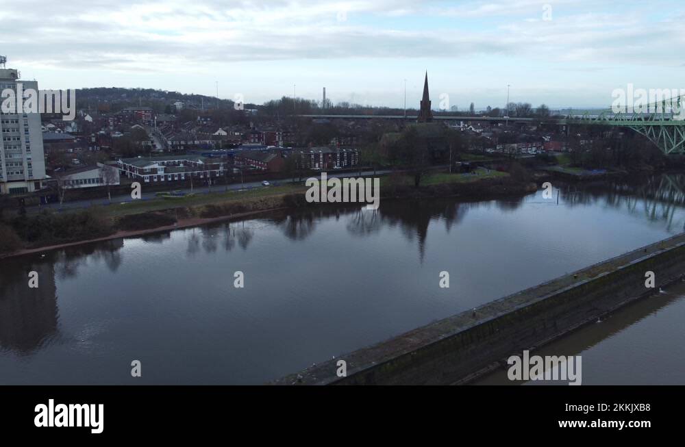 Runcorn old town waterfront aerial view suburban residential property ...