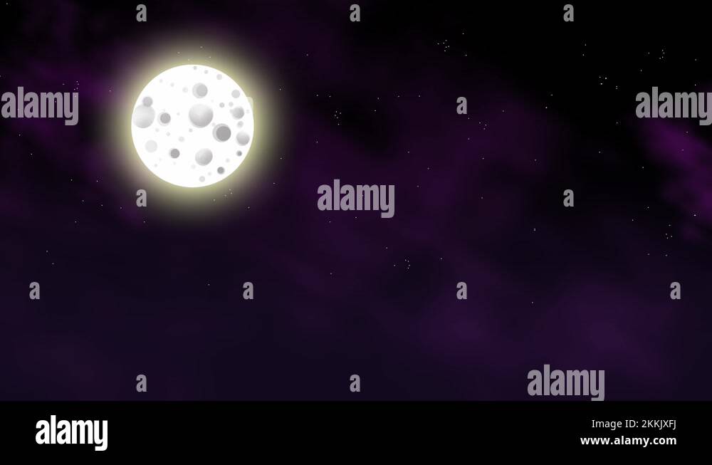 Eerie purple cloudy starry night animation with moving clouds and ...