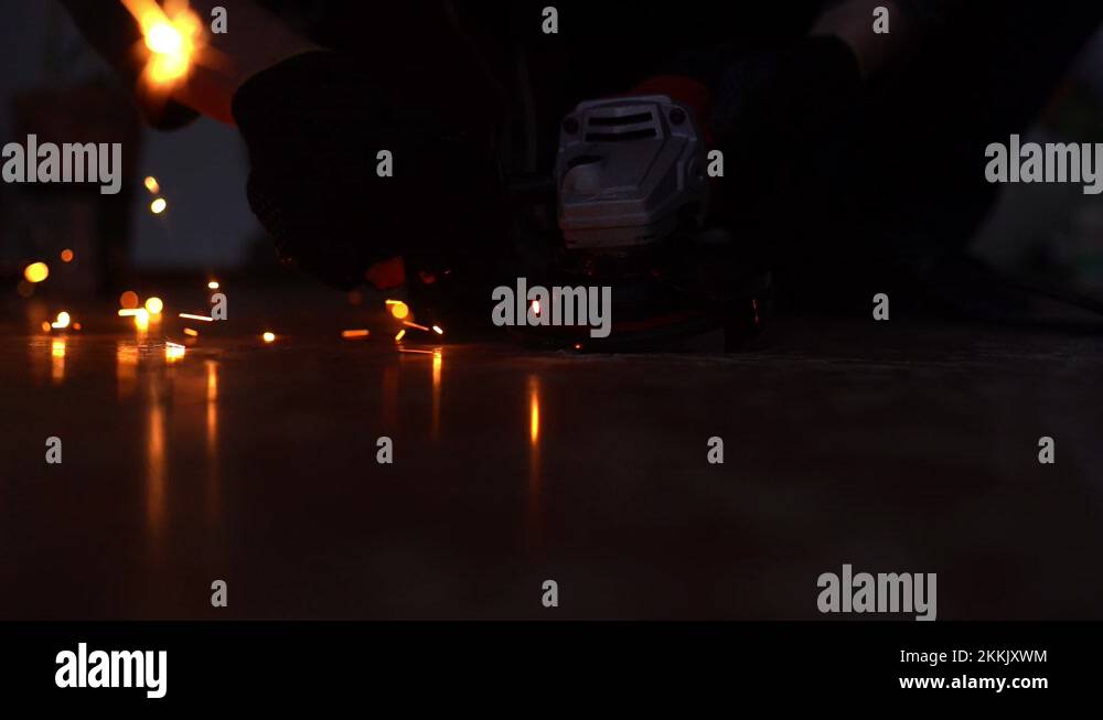 Metal processing with an angle grinder. Safety precautions. Fire safety ...