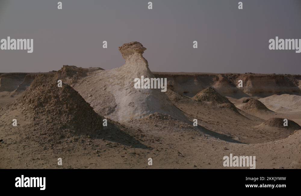 Camera sliding from left to right showing the rocky area in Zekreet ...