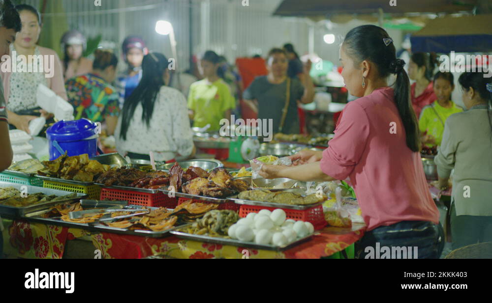 A Popular Street Food Vendor Spot in Siem Reap, Cambodia Stock Video ...