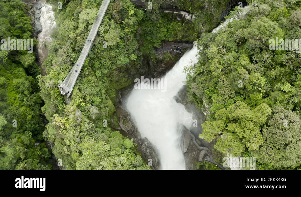 Spinning Aerial Above Crashing Waterfall in Jungle at Devil's Cauldron ...