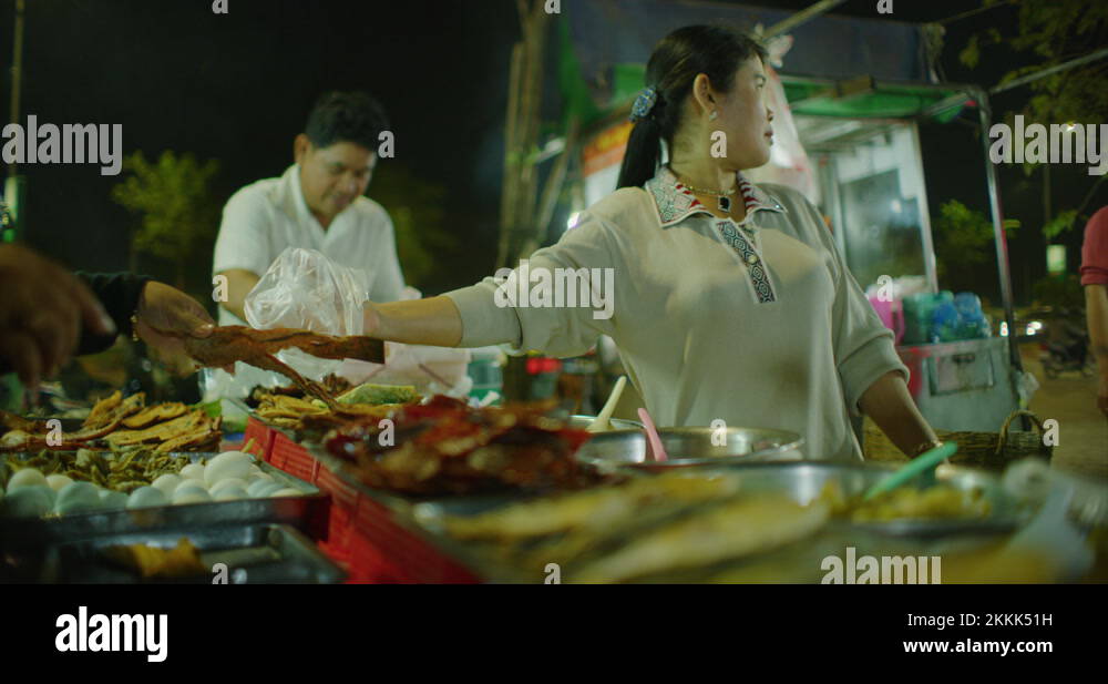 A Popular Street Food Vendor Spot in Siem Reap, Cambodia Stock Video ...