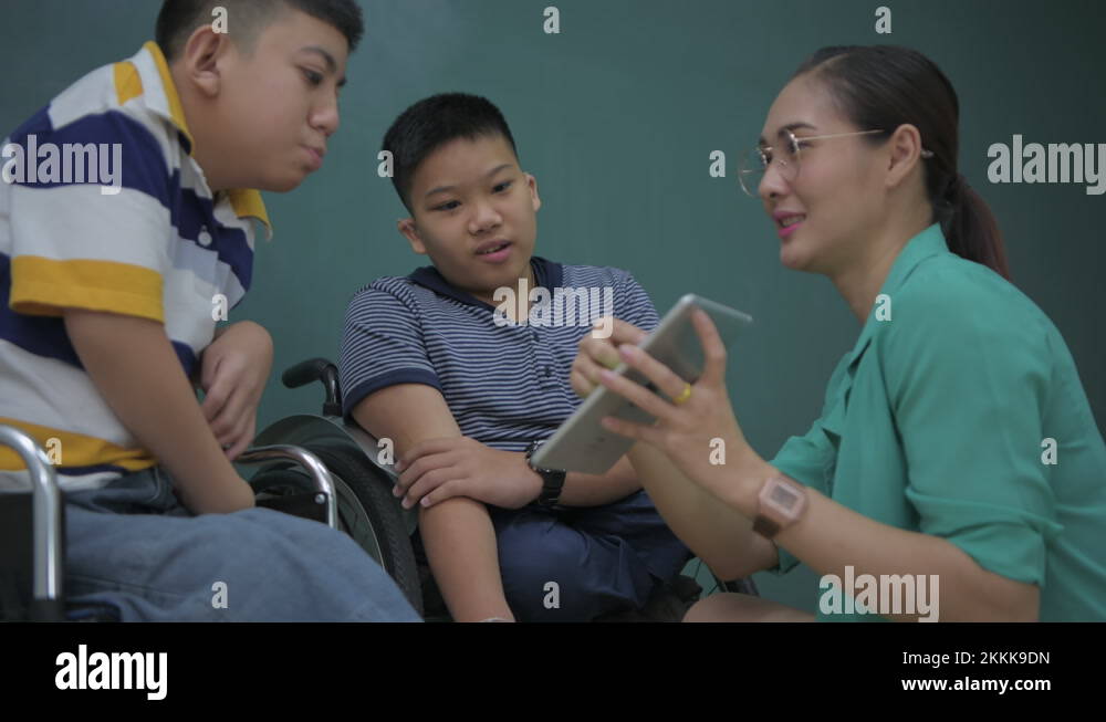 Education concept of 4k Resolution. Young teacher teaching children ...