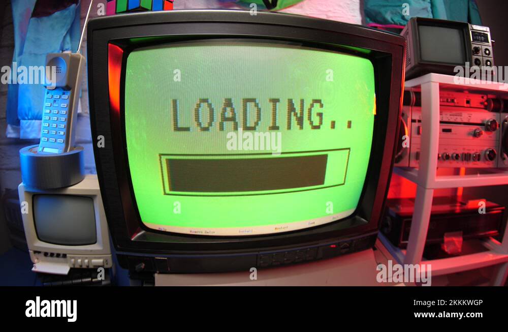 Loading Screen on a Retro Computer Screen 80s 90s Stock Video Footage ...