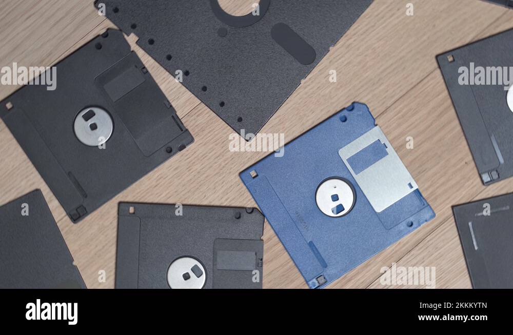 Old vintage computer floppy disks 4k. Rotating background Stock Video ...