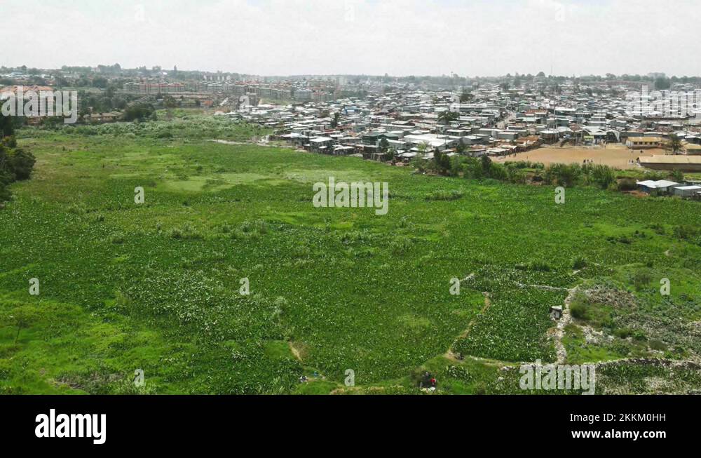 Cloudy sky over the poorly settled population of Kibera slums in ...