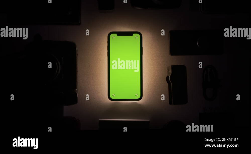 Chroma key, green screen closeup shot, glow phone, smartphone, smooth ...