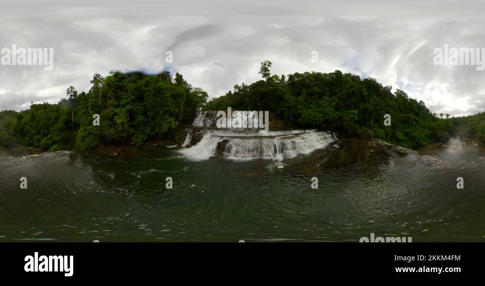 Beautiful tropical waterfall. Philippines, Mindanao. 360-Degree view ...