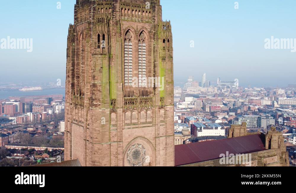 Liverpool Anglican cathedral historical gothic landmark aerial building ...