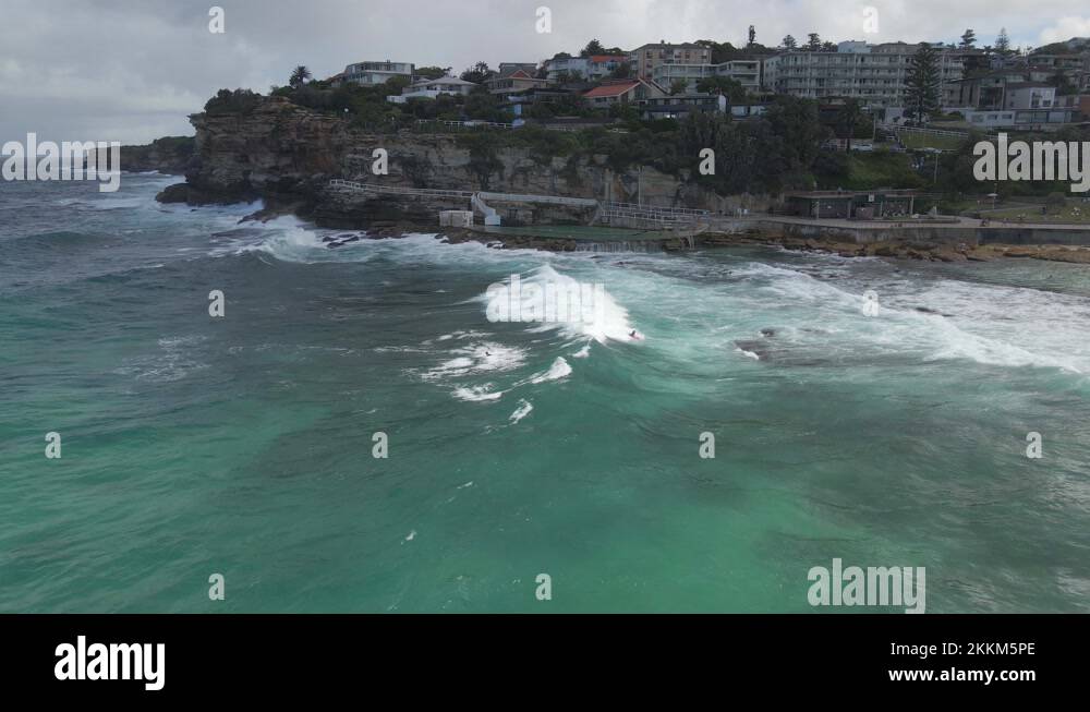 Waves Crashing On The Sea Wall Of Bronte Baths. Bronte Beach In Sydney ...