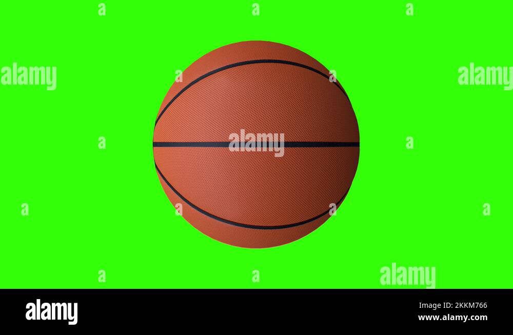 Basketball ball spinning on a green screen - chromakey background, loop ...