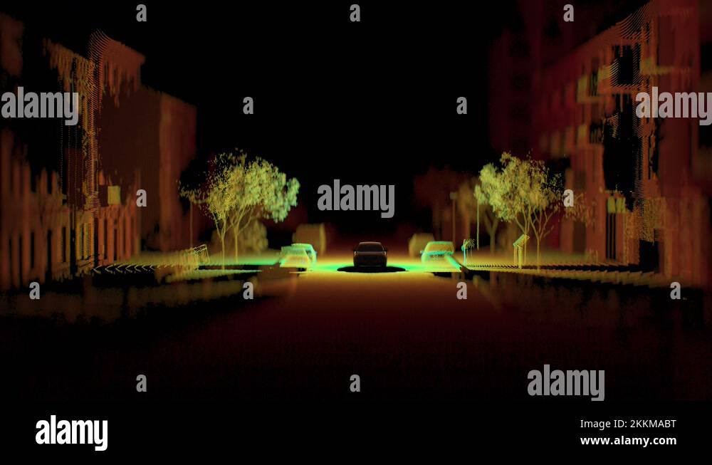 Autonomous Car Driving Training Process Ai Object Detection Stock