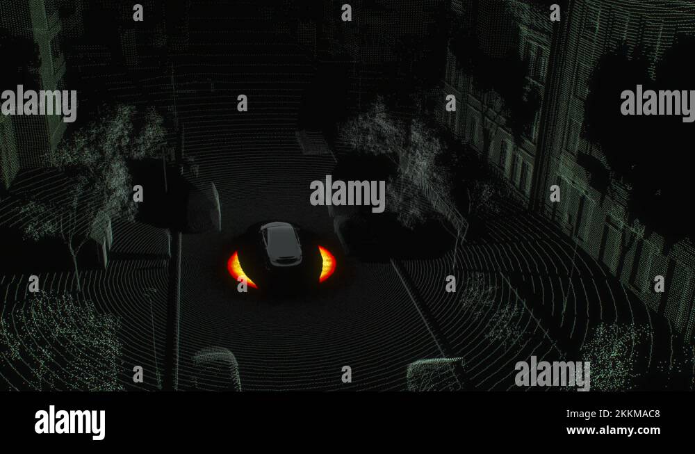 Autonomous Car Driving Training Process Ai Object Detection Stock