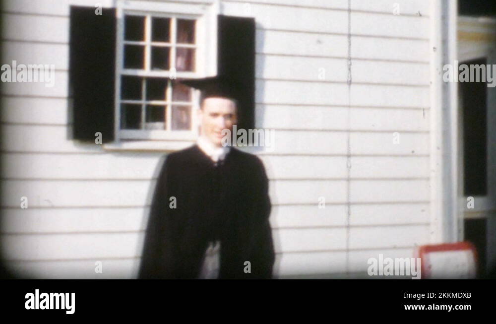 Proud College Graduate Poses For Pictures In The Yard-1960 Vintage 8mm ...