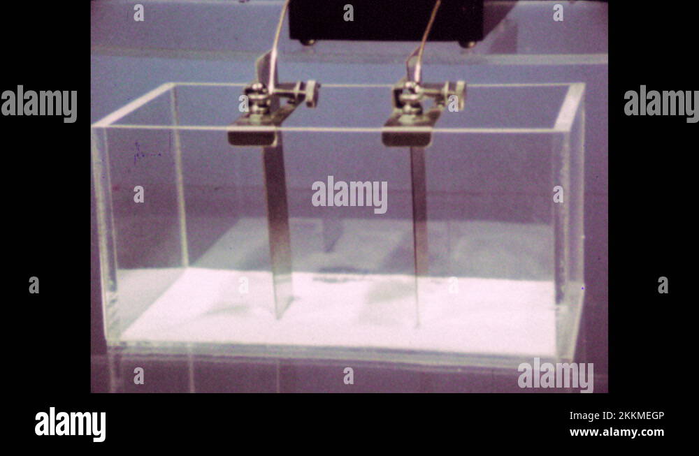 1960s: Copper wire connects zinc and copper suspended in salt and ...