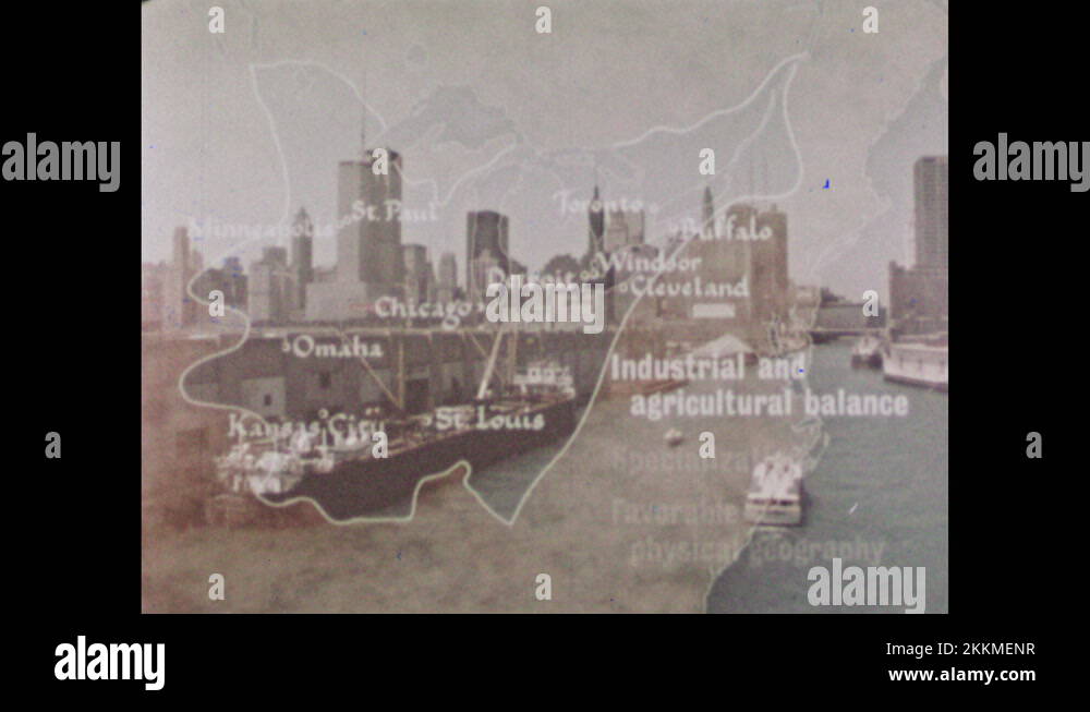 1960s: City with river running through it. Map of Central Lowlands ...