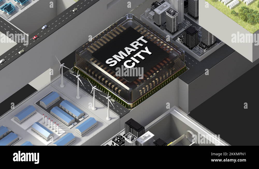 'Smart city' operated by eco-friendly energy. smart agriculture concept ...