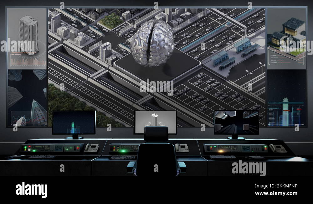 Traffic in a Smart city controlled by Digital AI brain from control ...