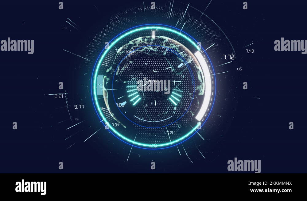 Animation of digital interface showing circular scope scanning with floating Stock Video Footage ...