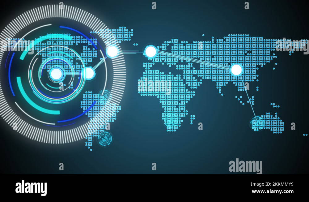 Animation of scope scanning over digital world map Stock Video Footage - Alamy