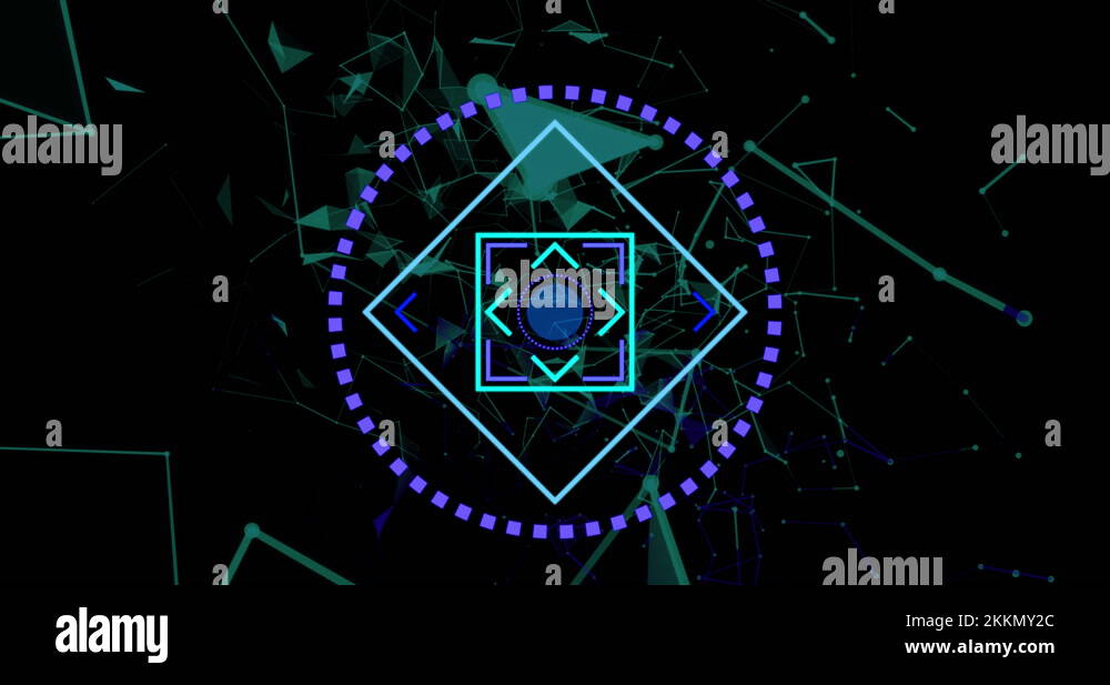 Animation of circular scope scanning with floating shapes and connected points Stock Video ...