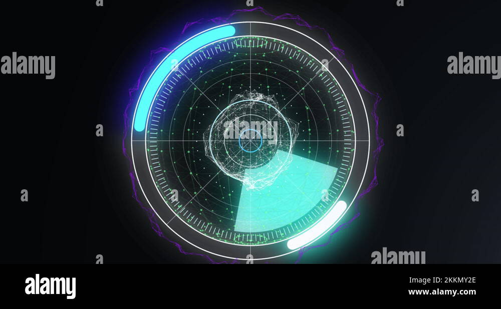 Animation of circular scope scanning with 3d shape and network of points on Stock Video Footage ...