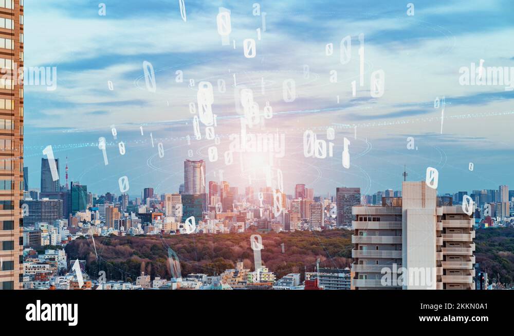 Digital transformation concept. Binary code. Smart city Stock Video Footage - Alamy