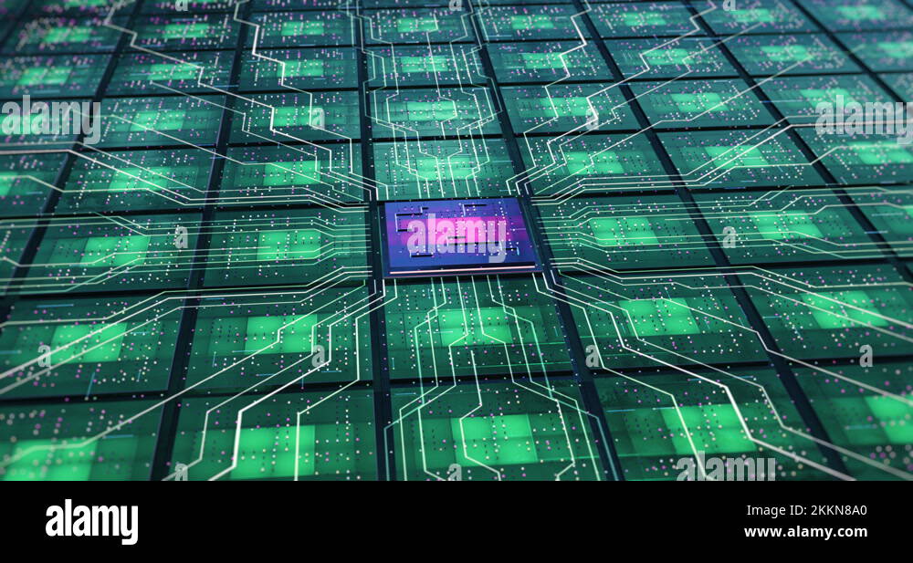 Circuit Board Pattern Close Up. CPU Data Processing. Futuristic AI ...