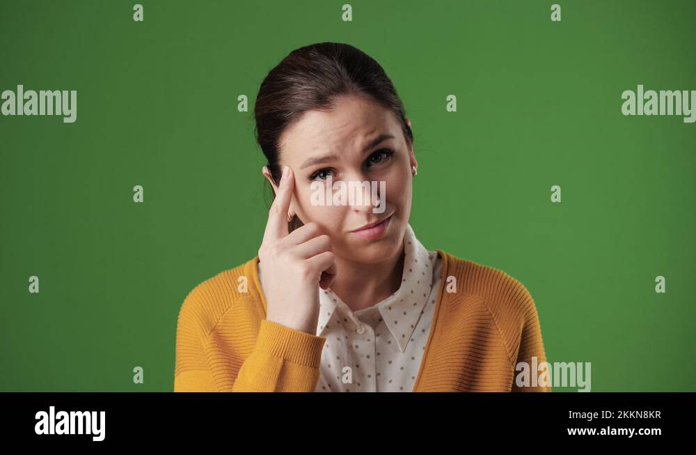 Just think emotion. Confident woman on chroma key background green ...
