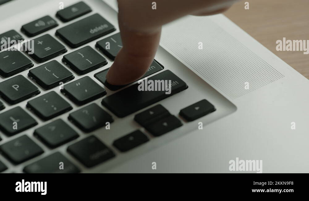 CRASH ZOOM IN Caucasian male pushing Enter button on a laptop keyboard ...