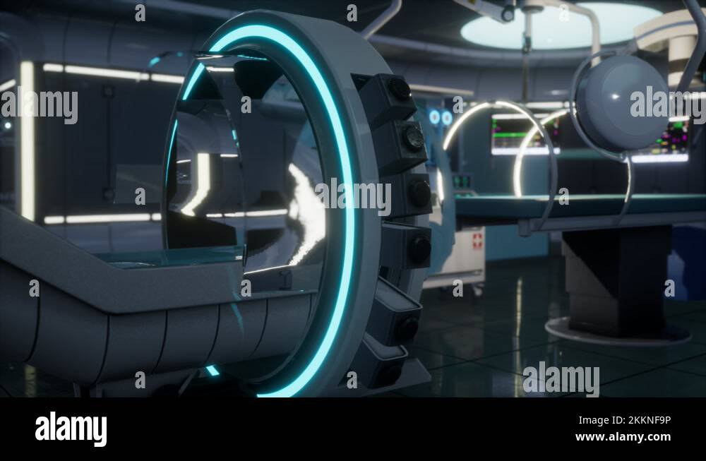 futuristic sci fi MRI Scanner medical equipments in hospital Stock ...