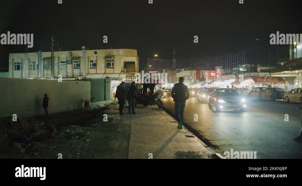 Night Life At the Popular Iskan Street Near The Citadel in Erbil, Iraq ...