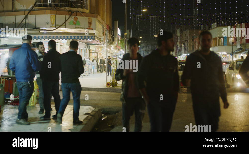 Night Life At the Popular Iskan Street Near The Citadel in Erbil, Iraq ...