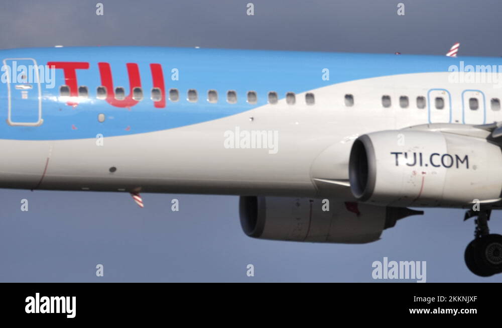 Cockpit and fuselage of the landing Boeing 737-800 NG G-TAWG TUI ...