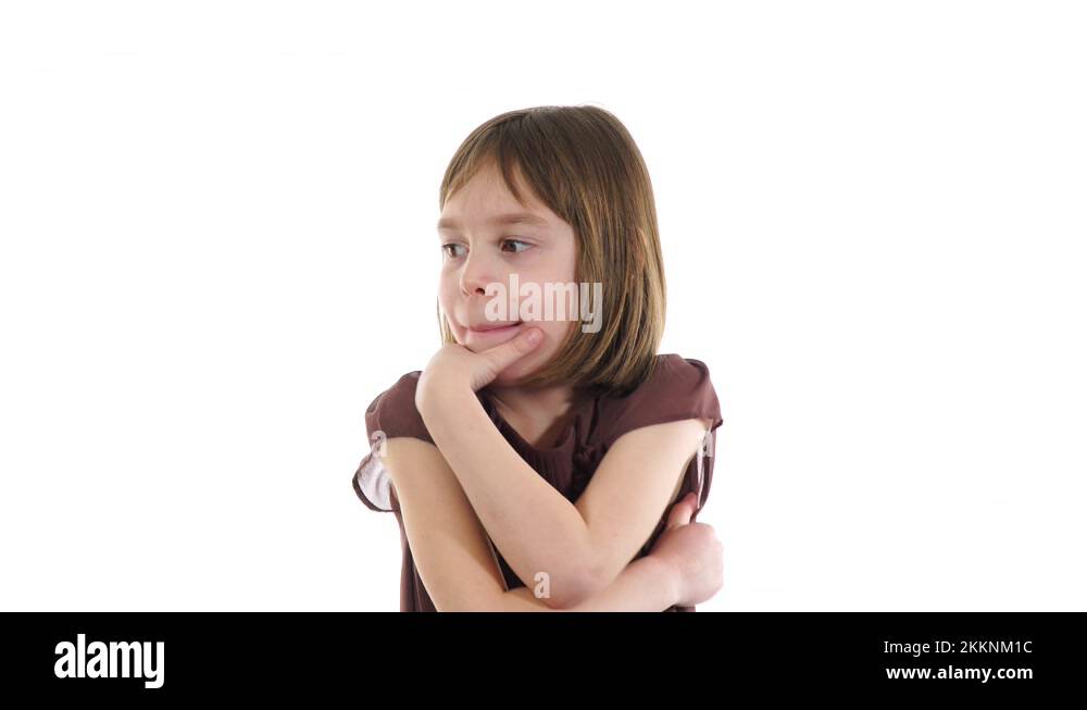 Scratching her chin hand sign Stock Video Footage - Alamy