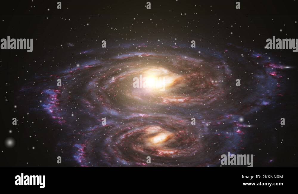 two galaxies that collided with each other in the universe Stock Video ...