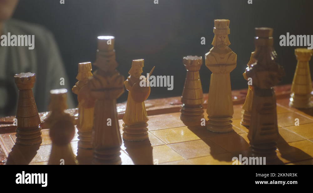 Game of chess. Checkmate the king, hand droping the king's piece, game ...